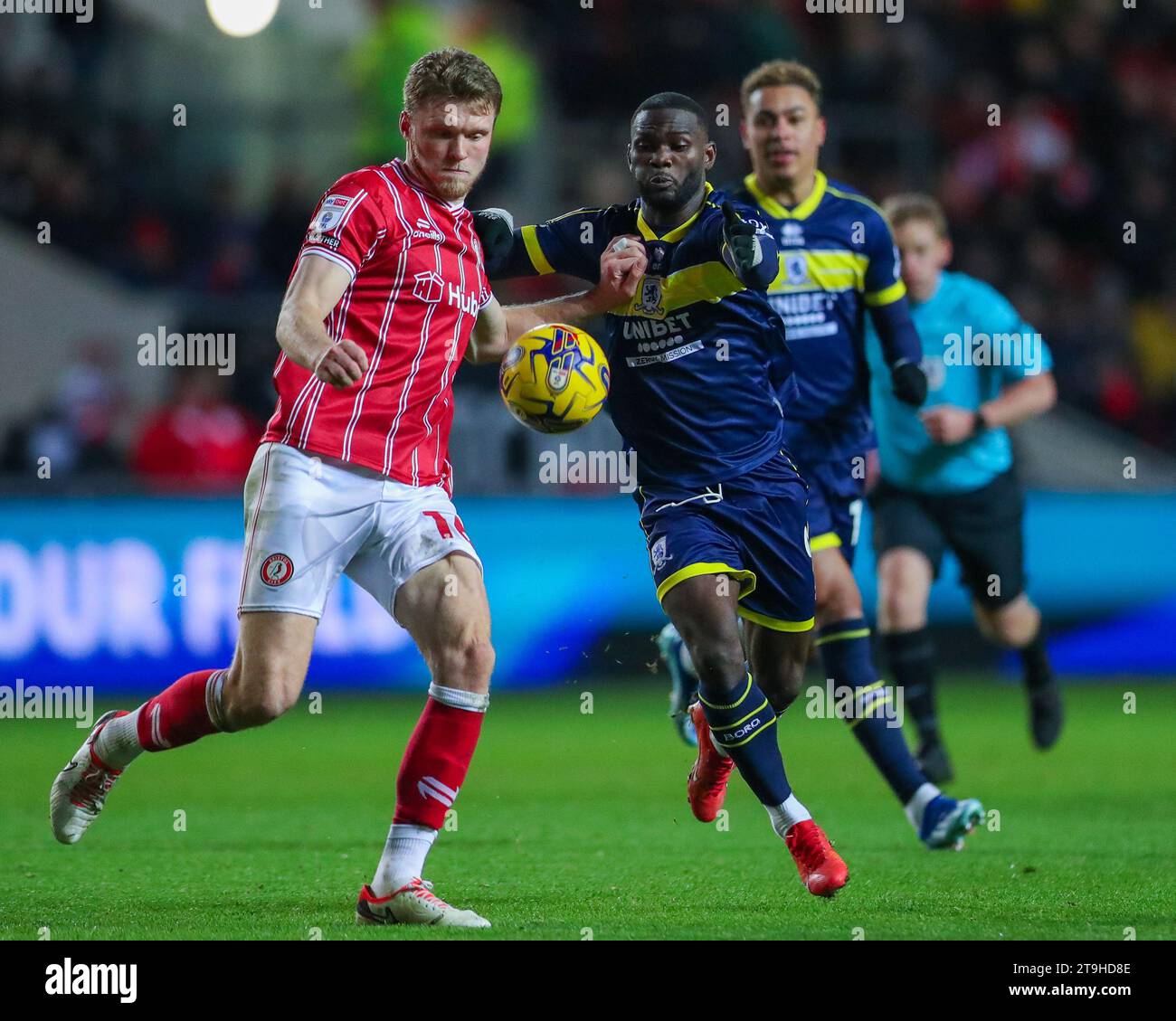 Rob Dickie #16 of Bristol City clears the danger during the Sky Bet ...