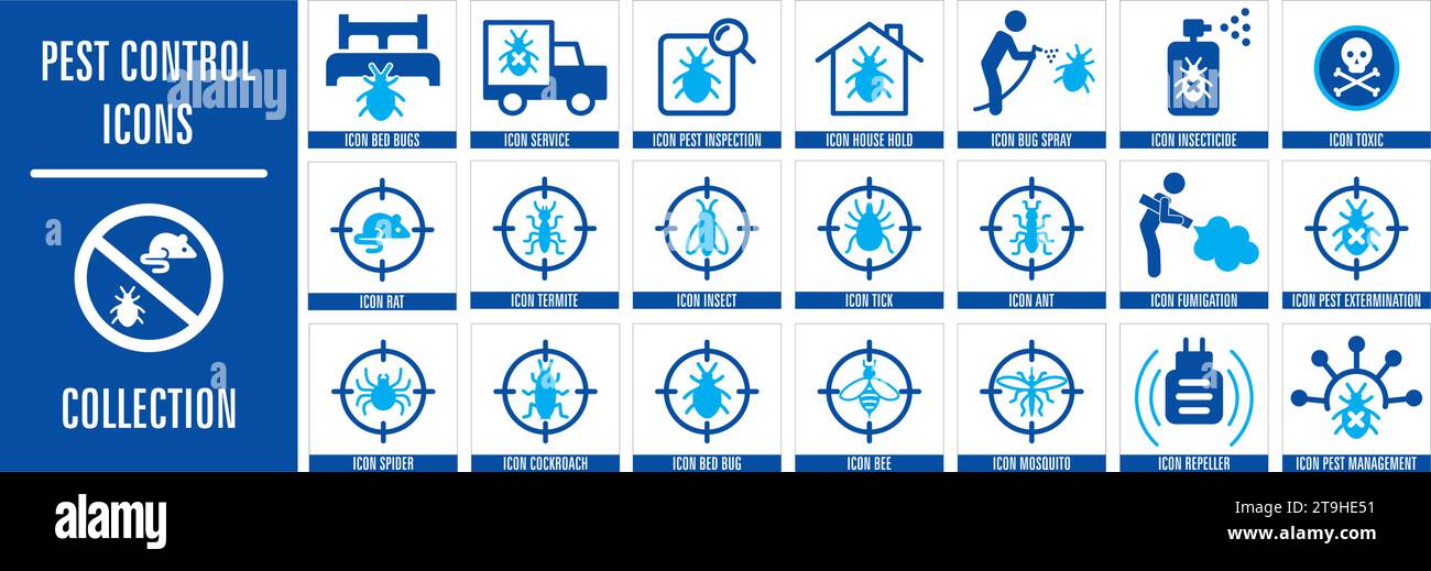 Large pest control icon set collection. Vector illustration Stock ...