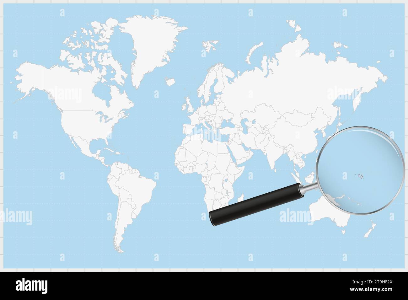 Magnifying glass showing a map of Marshall Islands on a world map. Marshall Islands flag and map ...