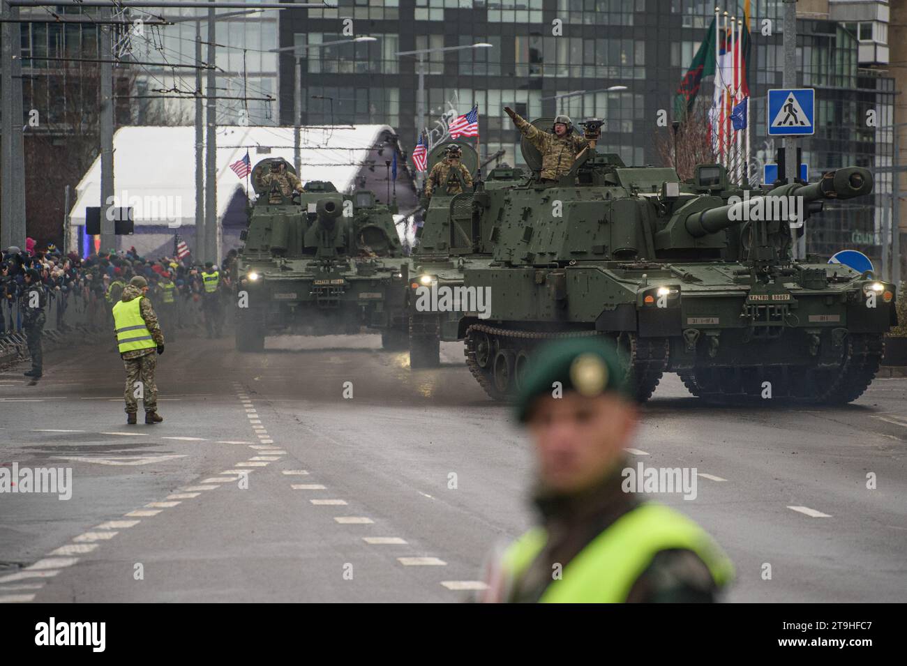 Vilnius, Lithuania. 25th Nov, 2023. U.S. Army self-propelled howitzers ...