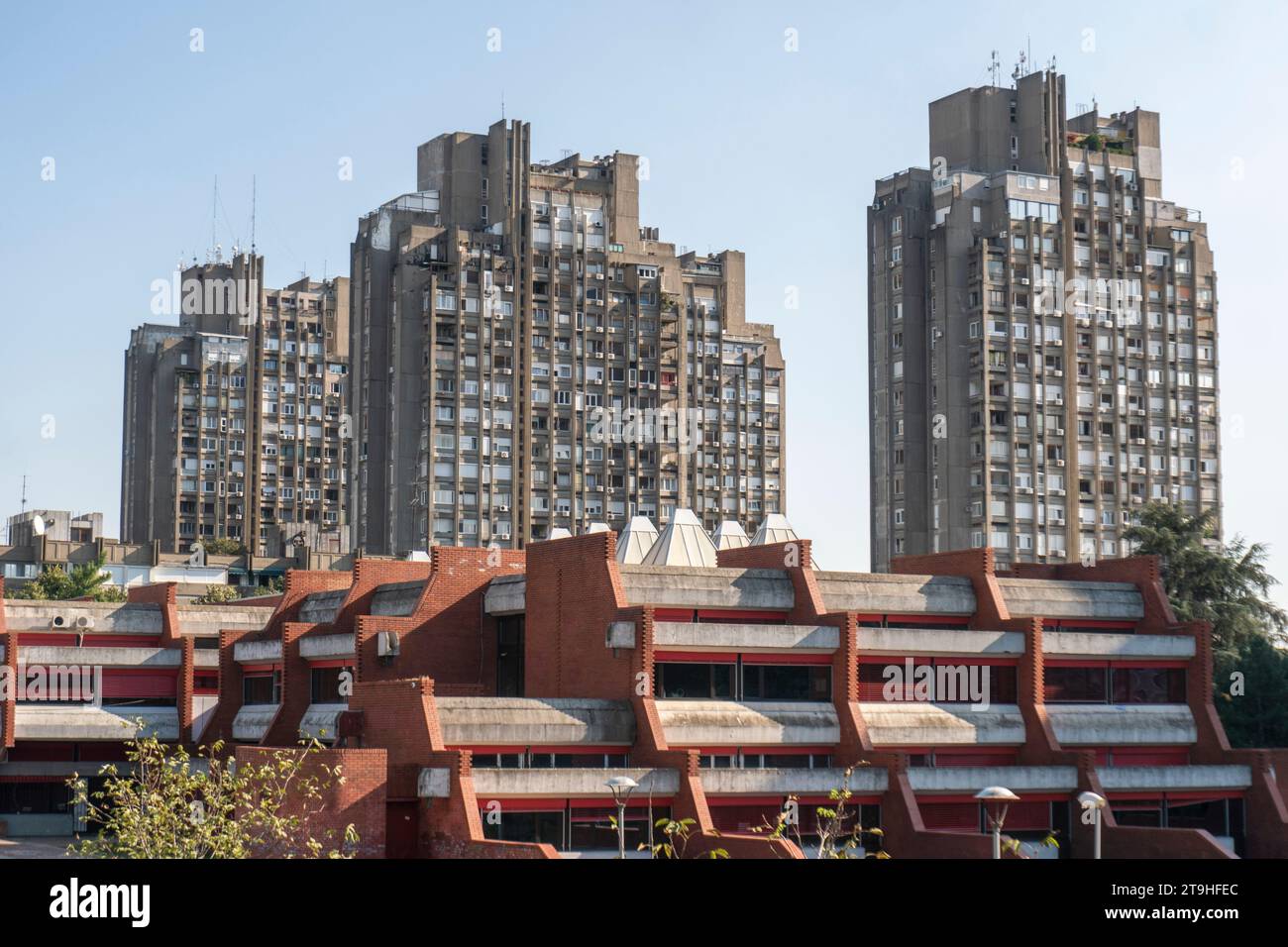 Aerial Shot of Living Discrict in Belgrade, Serbia. Typical socialist ...