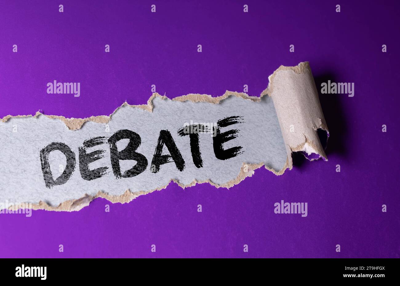 Debate, text on wood blocks. on wood background Stock Photo - Alamy