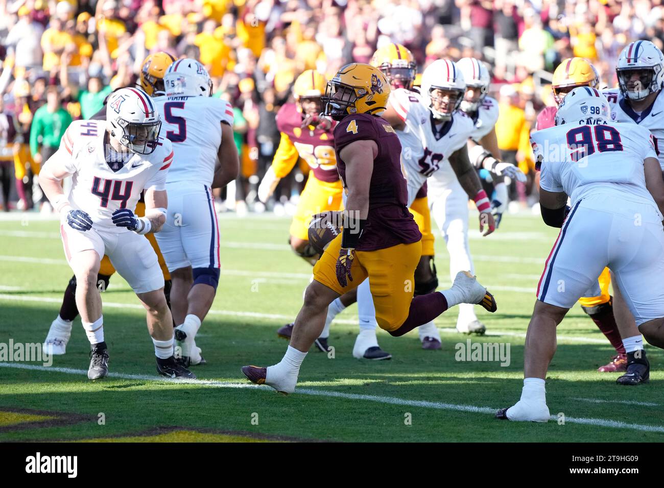 Arizona State running back Cameron Skattebo (4) scores a touchdown ...
