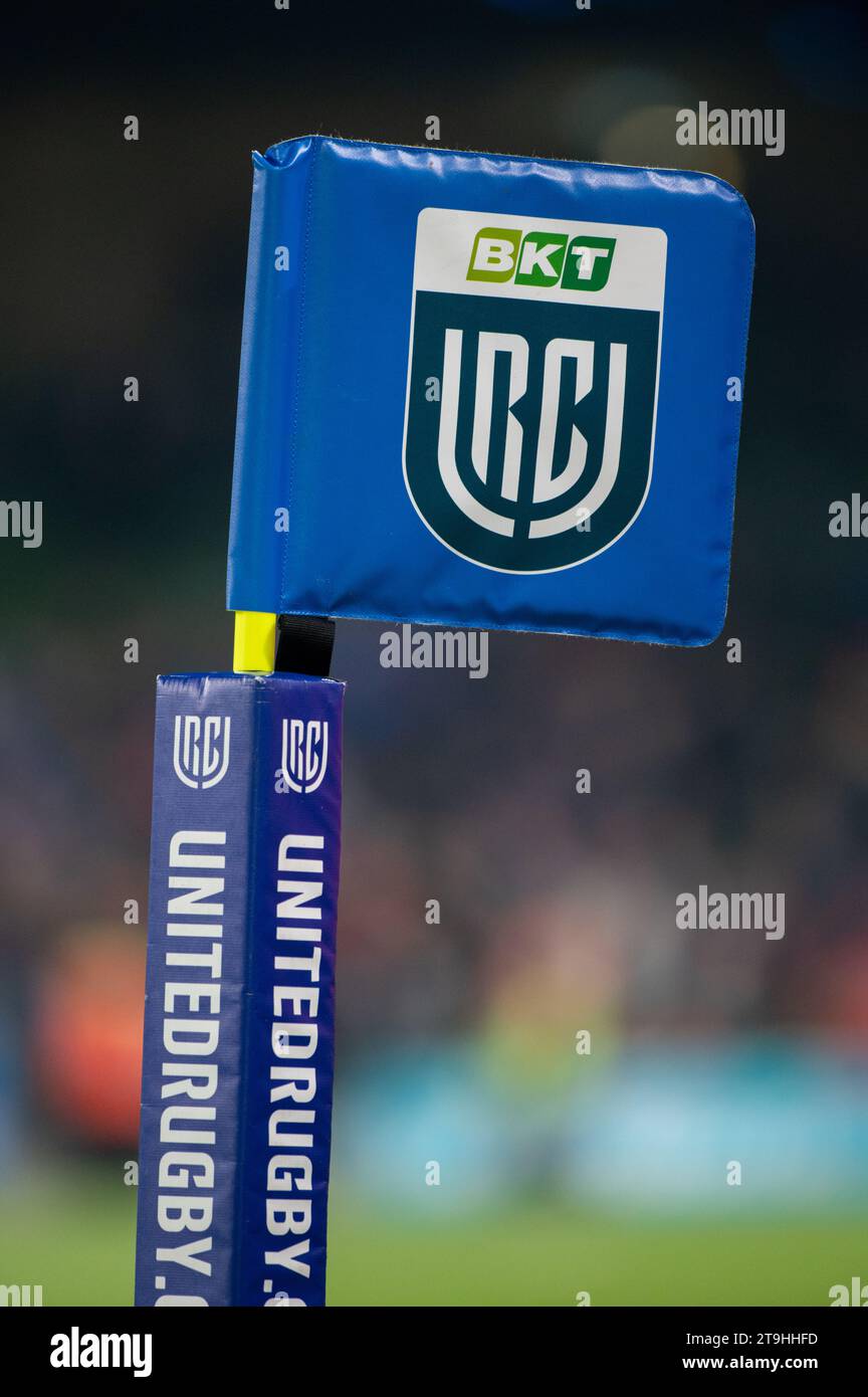 Dublin, Ireland. 25th Nov, 2023. URC flag during the United Rugby ...