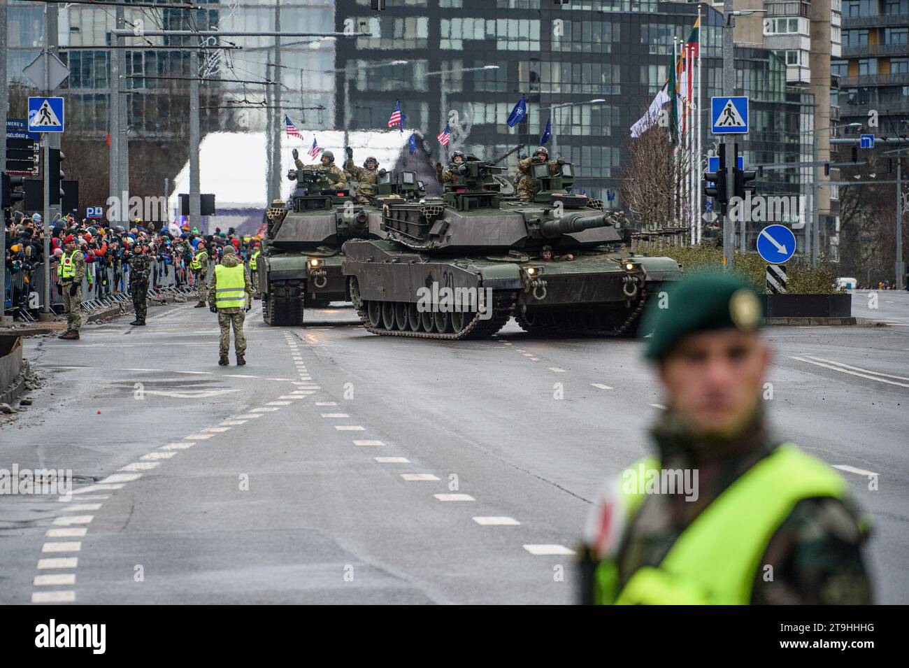 Vilnius, Lithuania. 25th Nov, 2023. U.S. Army tanks Abrams take part in ...