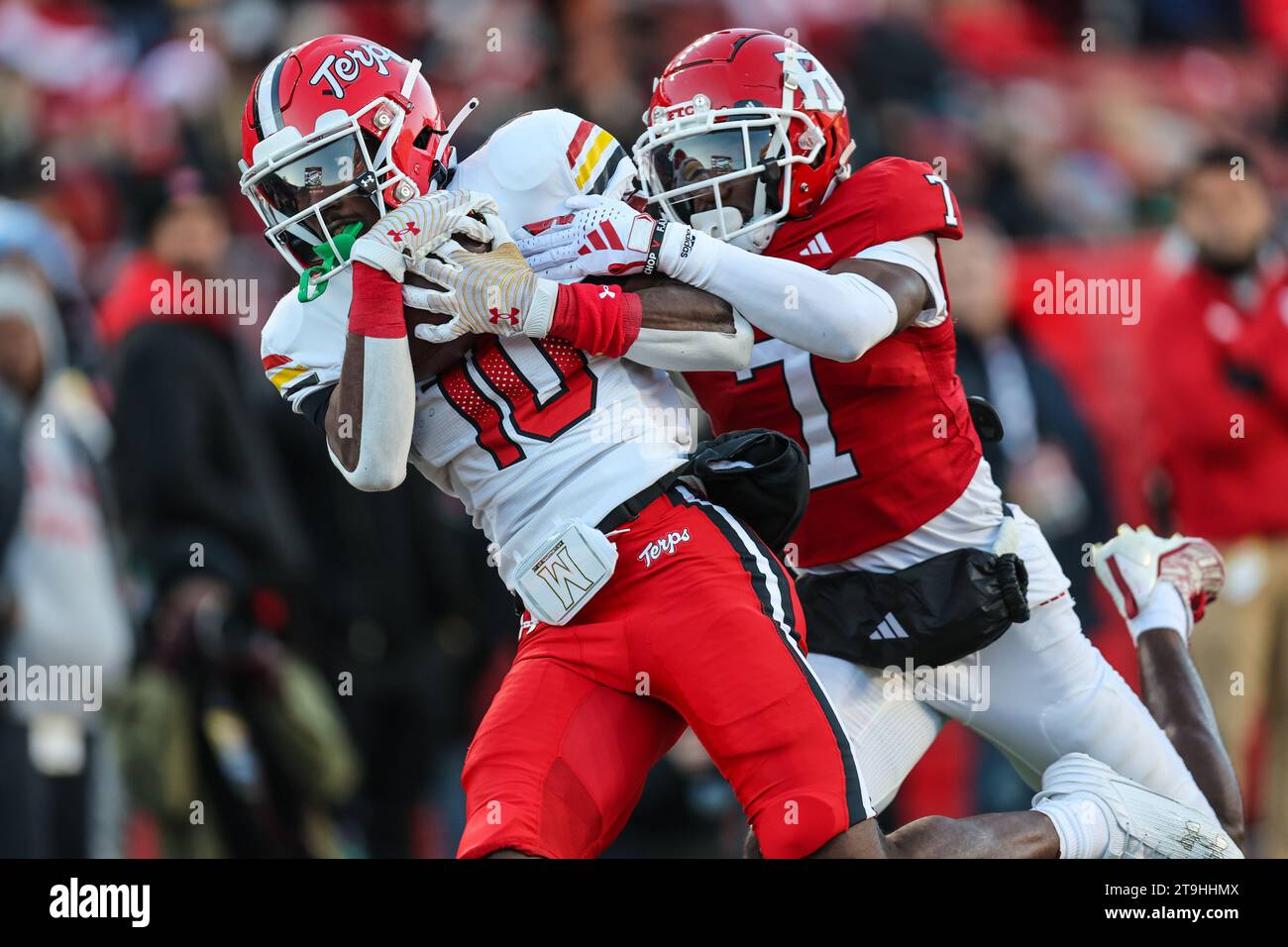 Piscataway, NJ, USA. 25th Nov, 2023. Maryland Terrapins wide receiver ...