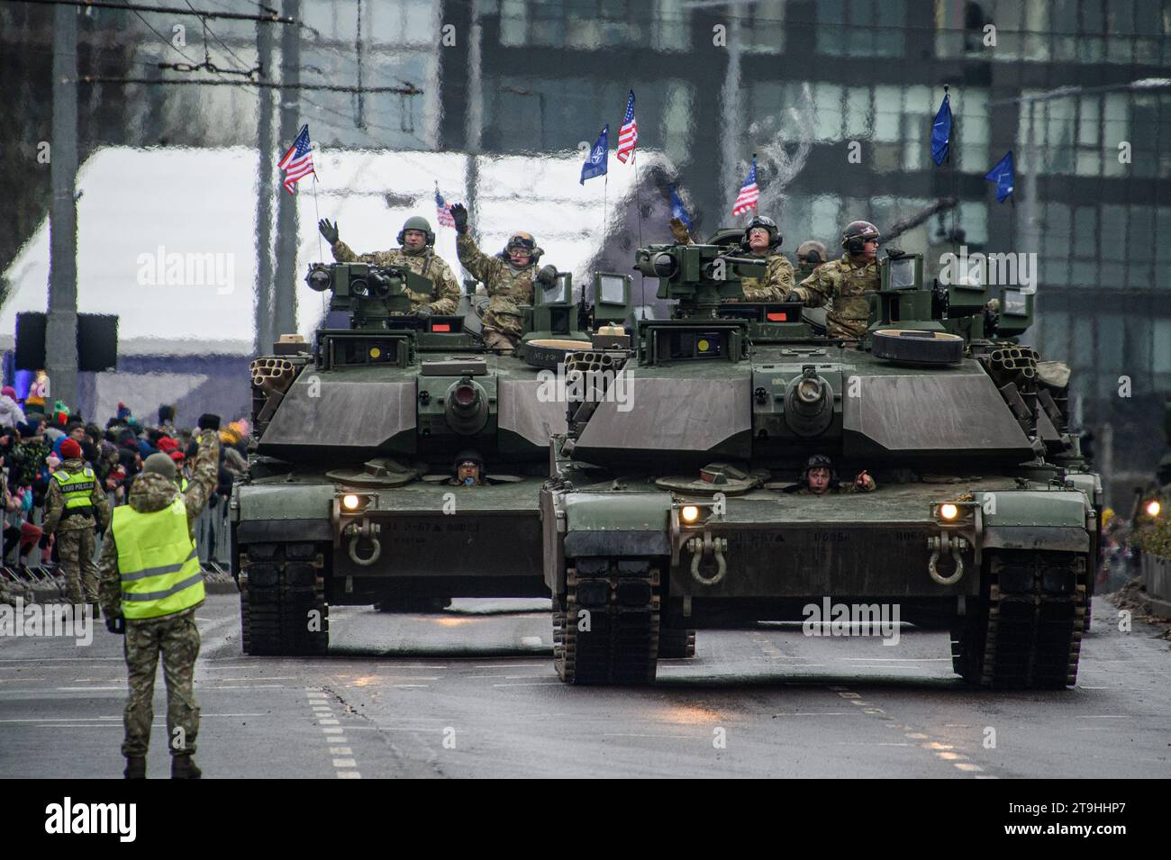 Vilnius, Lithuania. 25th Nov, 2023. U.S. Army tanks Abrams take part in ...