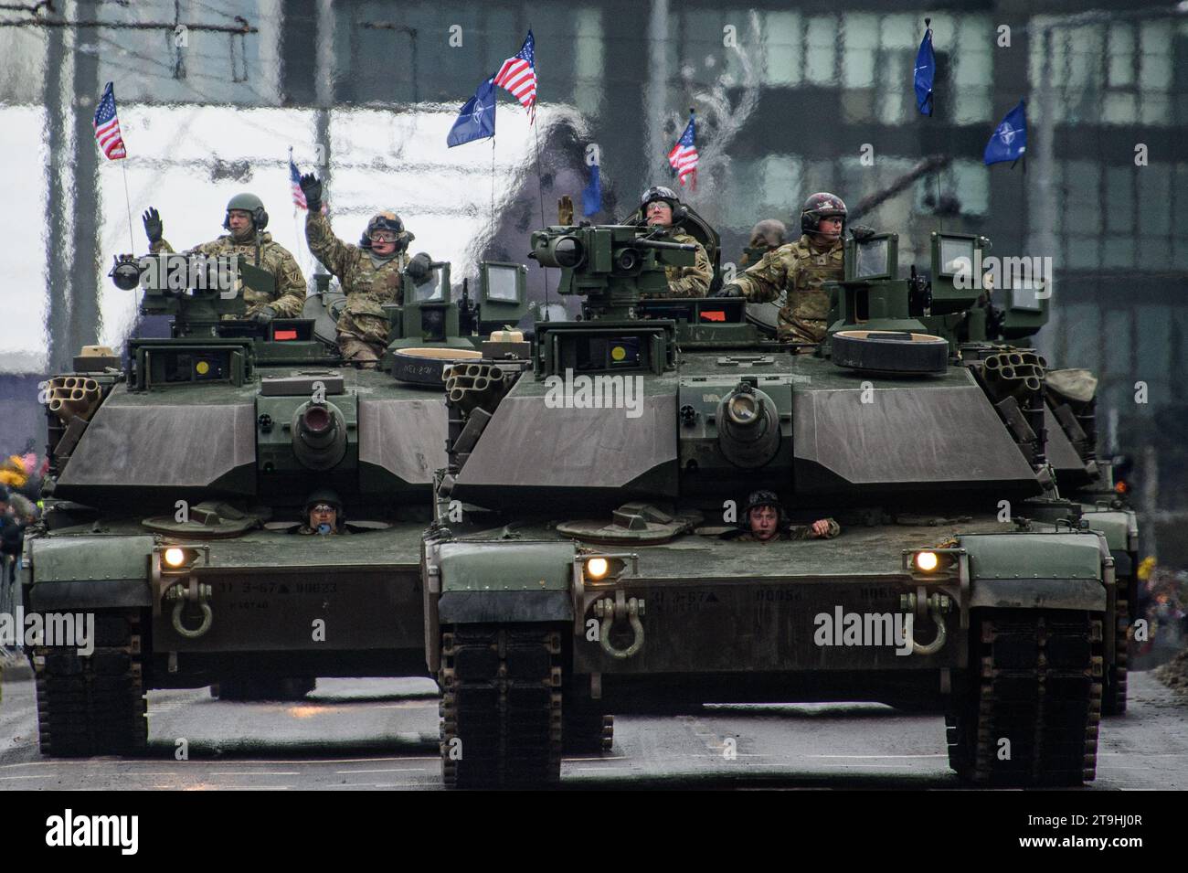 Vilnius, Lithuania. 25th Nov, 2023. U.S. Army tanks Abrams take part in ...