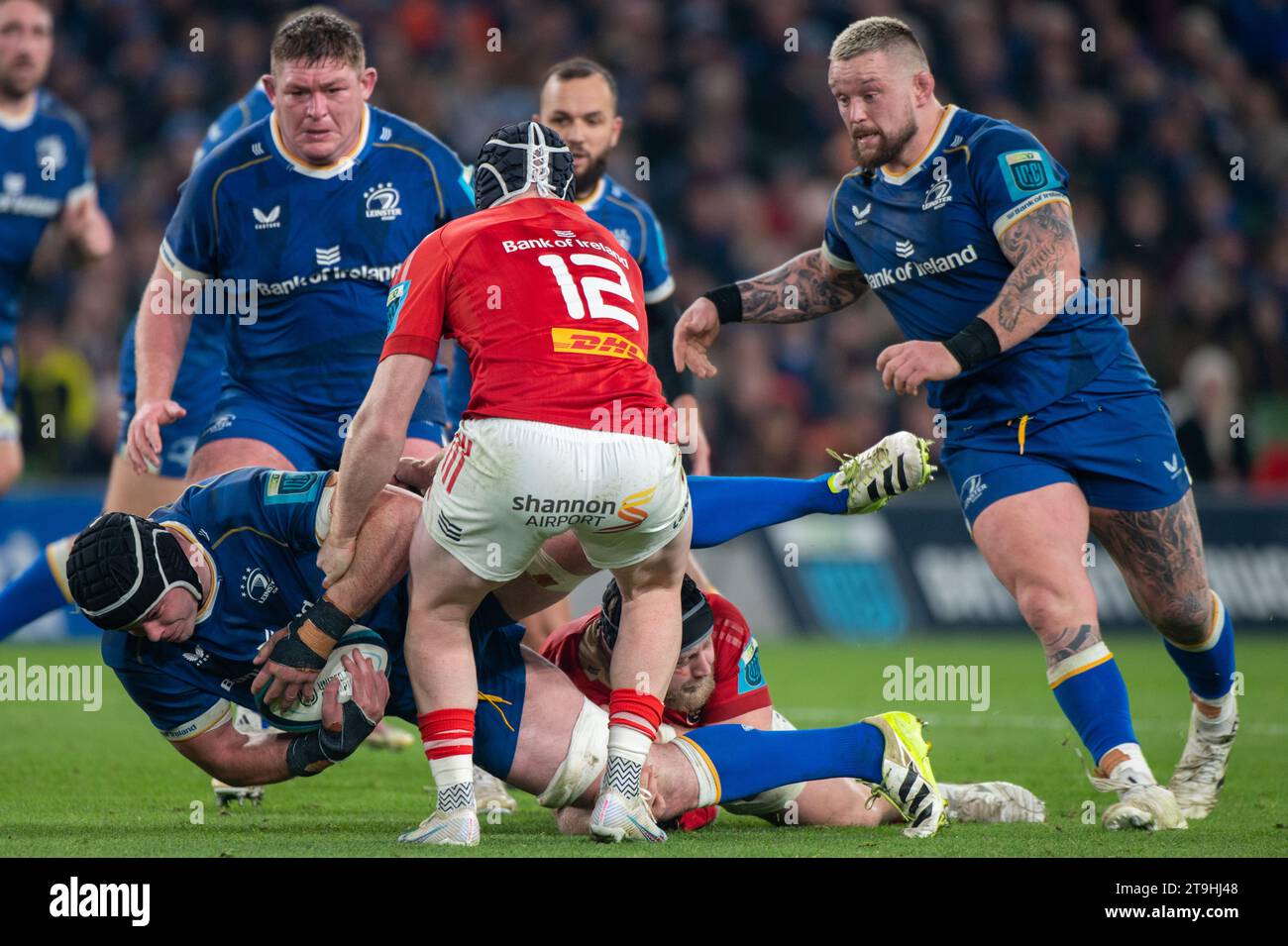 Dublin, Ireland. 25th Nov, 2023. James Ryan of Leinster tackled by ...