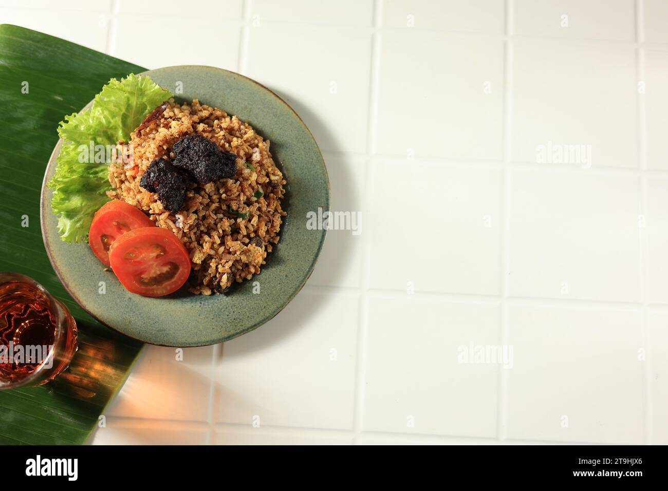 Top View Nasi Goreng Rendang. Randang is Traditional Melayu Minang Beef ...