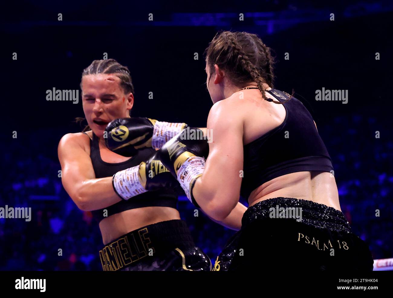 Katie Taylor (right) and Chantelle Cameron in action during their ...