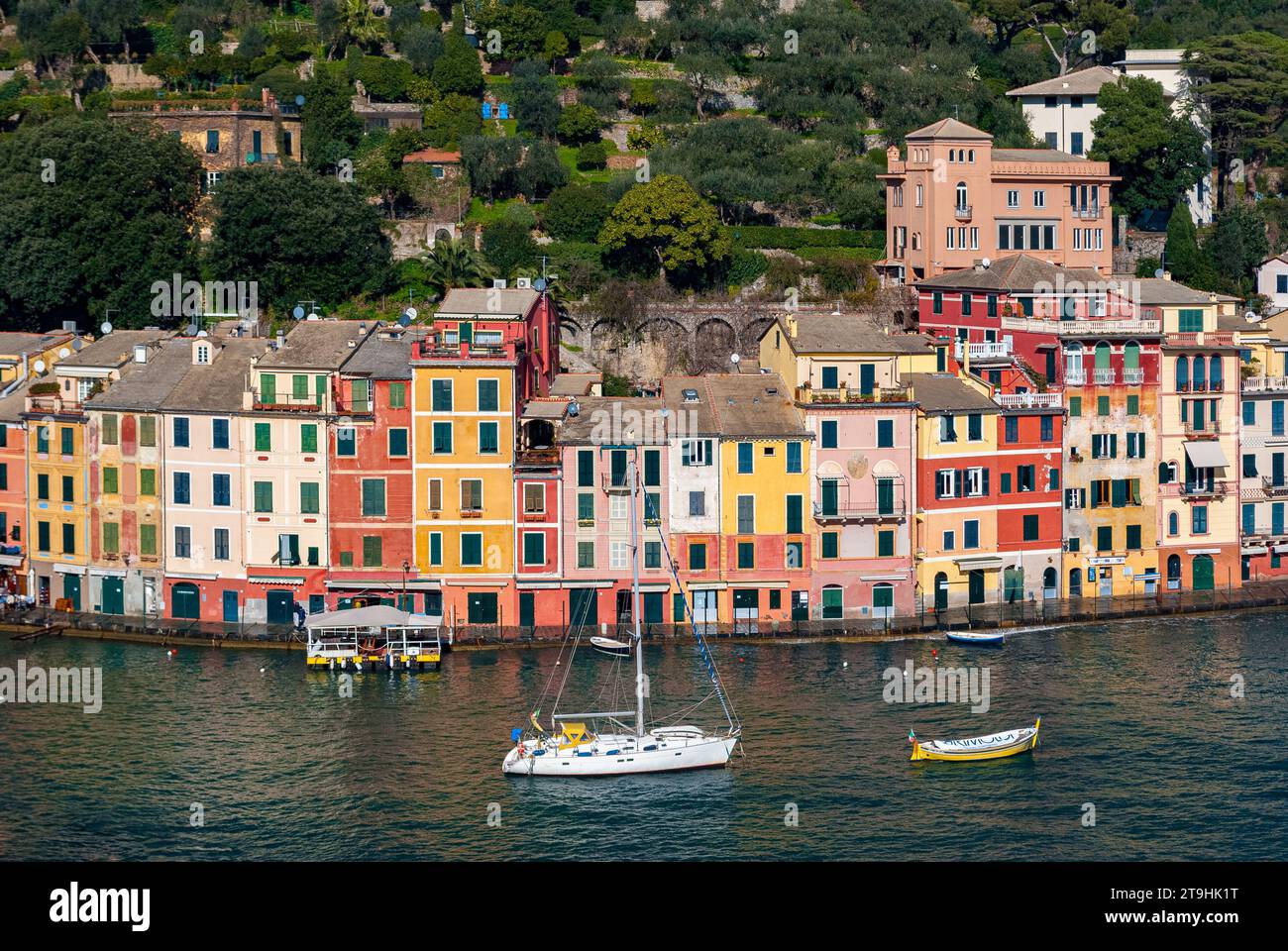 The waterfront of Portofino, northern Italy, with typical colored ...