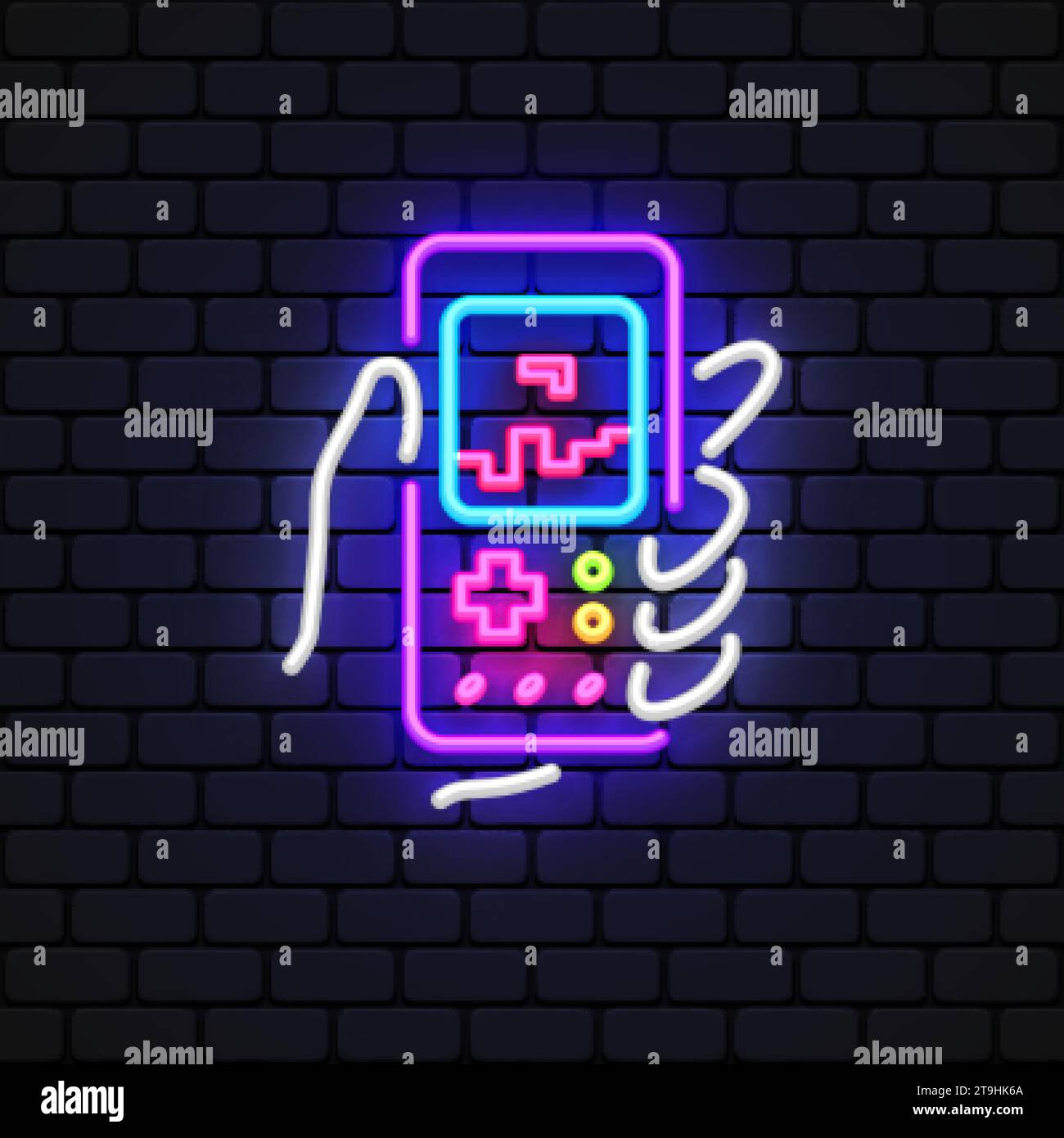 Flat arcade game neon for game design. Vector illustration Stock Vector ...