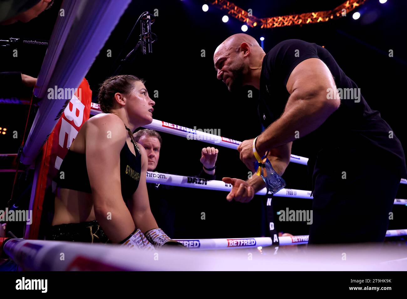 Katie Taylor (left) during her Undisputed Super Lightweight title fight ...