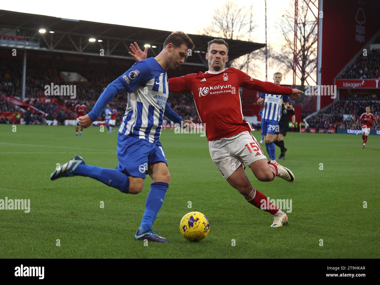 Nottingham, UK. 25th Nov, 2023. Pascal Gross (B&HA) Harry Toffolo (NF ...
