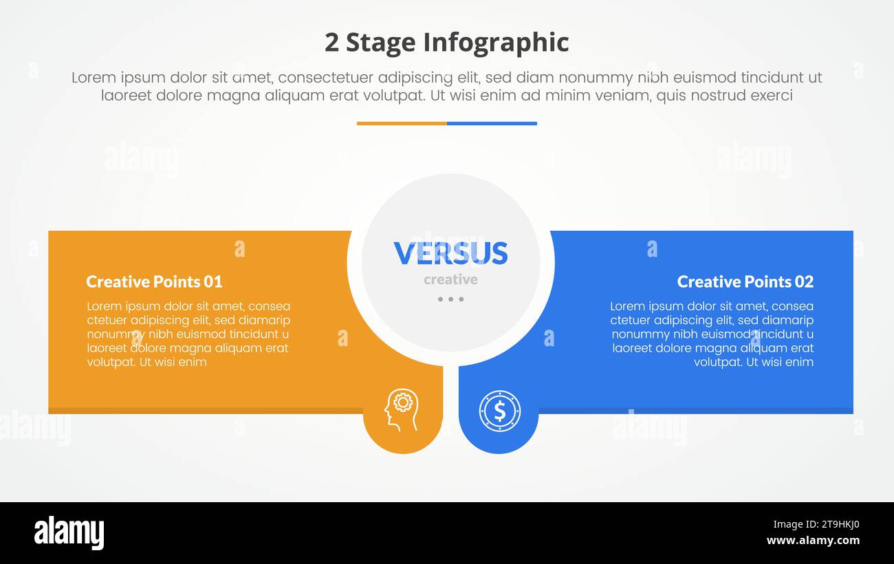 2 points stage template for comparison opposite infographic concept for ...