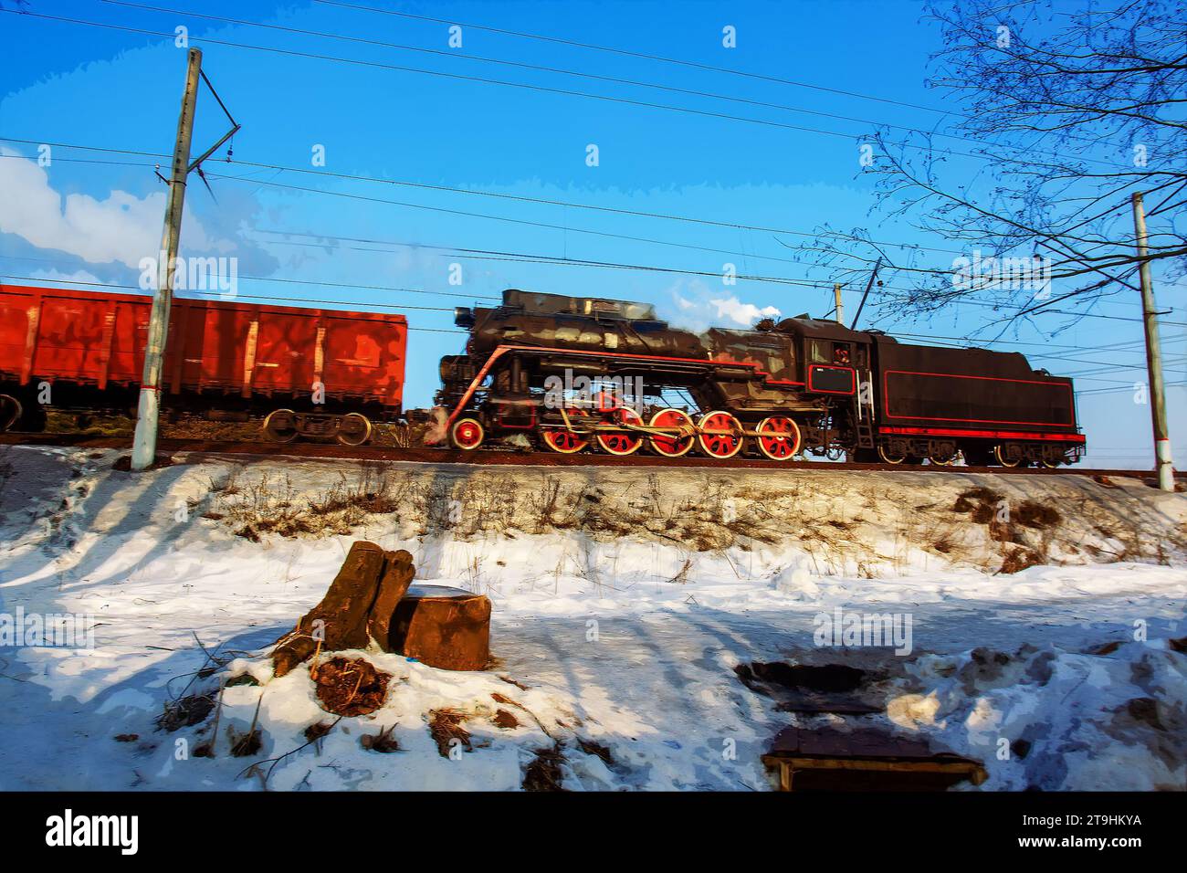 Old steam locomotive pulls hi-res stock photography and images - Alamy