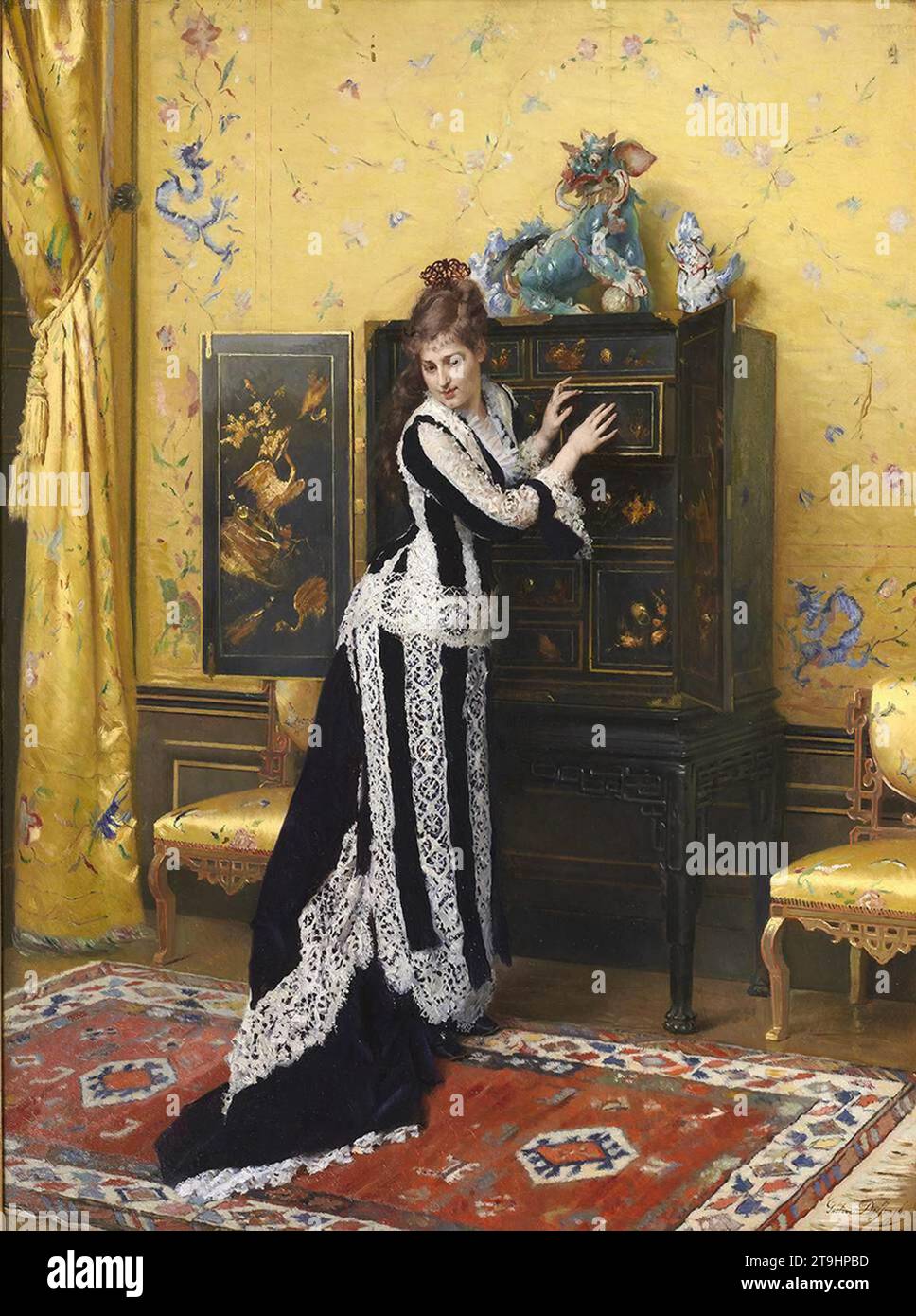 In front of the Chinese Cabinet - by Gustave Leonard De Jonghe Stock ...