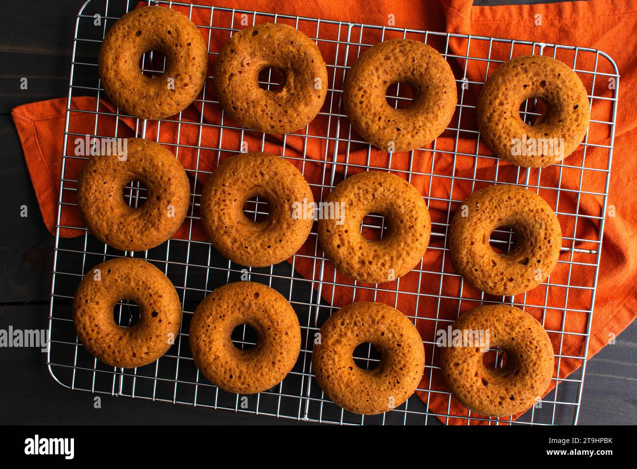 Baked Apple Cider Donuts Cooling on a Wire Rack: Freshly baked ...