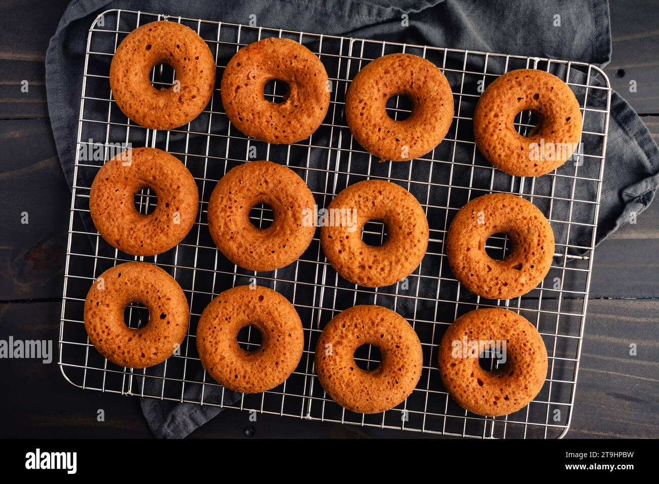 Baked Apple Cider Donuts Cooling on a Wire Rack: Freshly baked ...