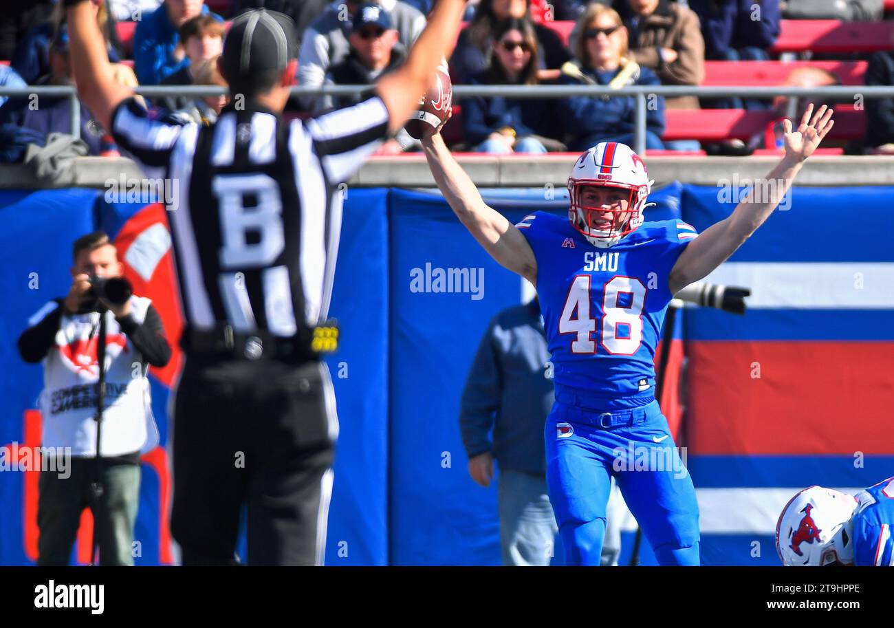 November 25, 2023: SMU Mustangs long snapper Will Benton IV celebrates ...