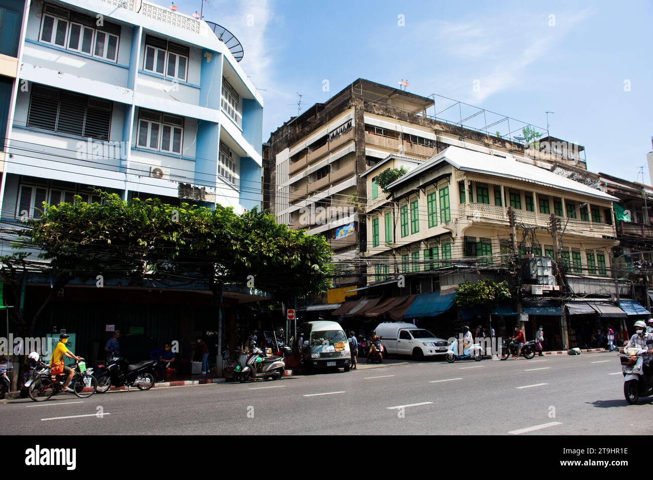 View landscape cityscape downtown of sampeng market and phahurat bazaar ...