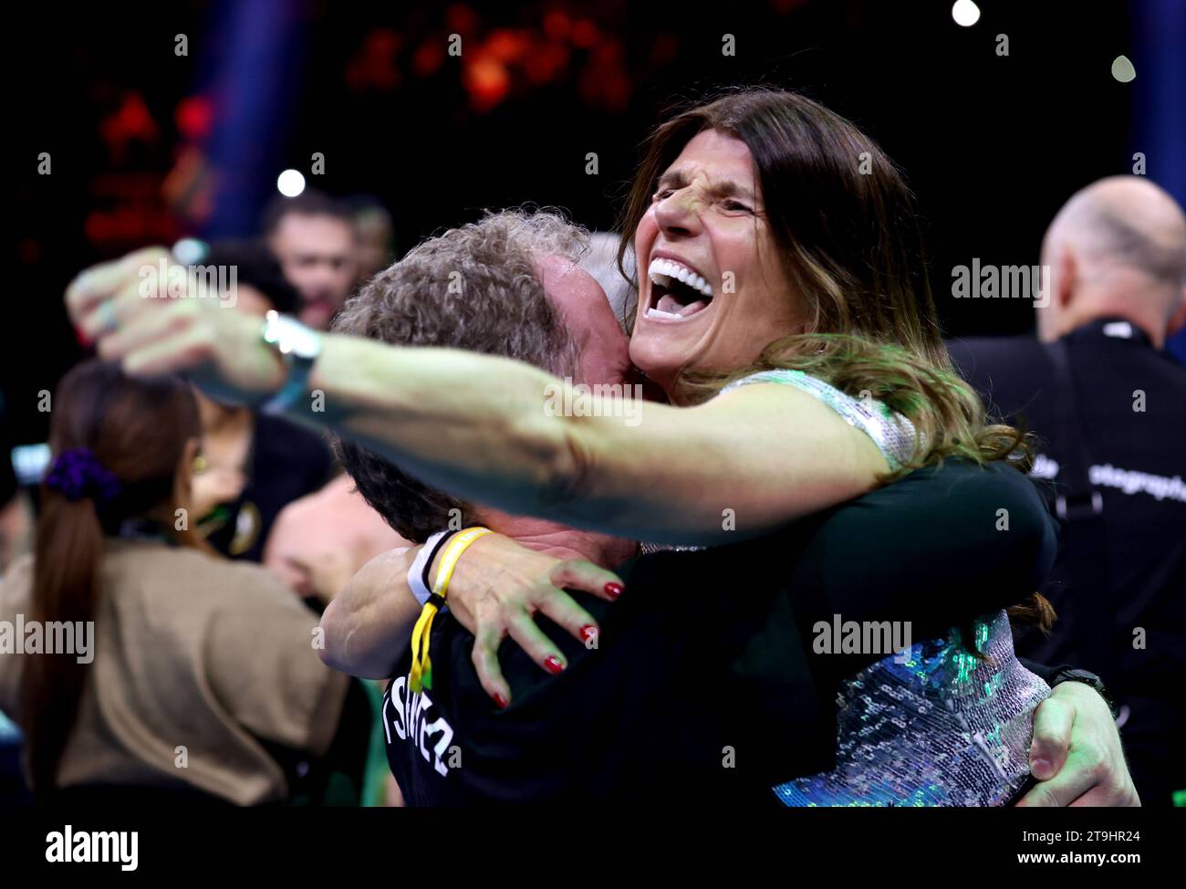 Bridget Taylor celebrates after her daughter Katie Taylor wins her ...