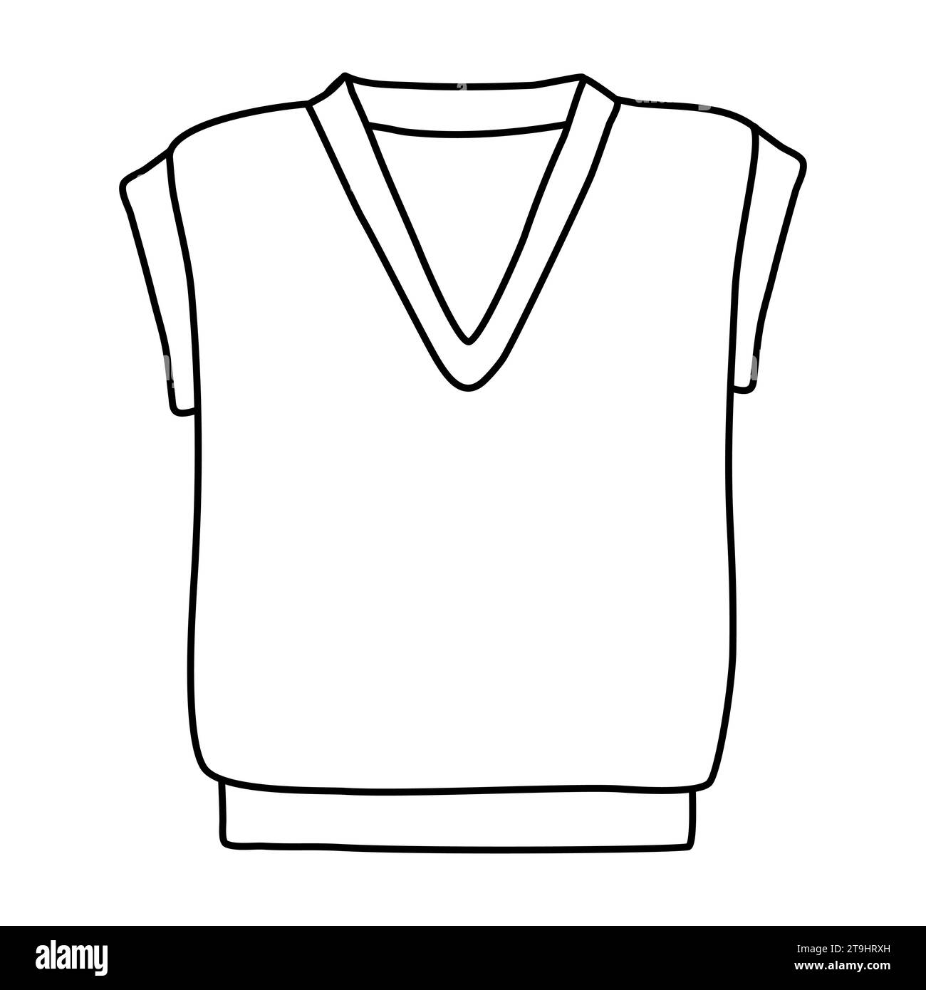 Warm knitted vest, autumn or winter clothes element, doodle style flat ...