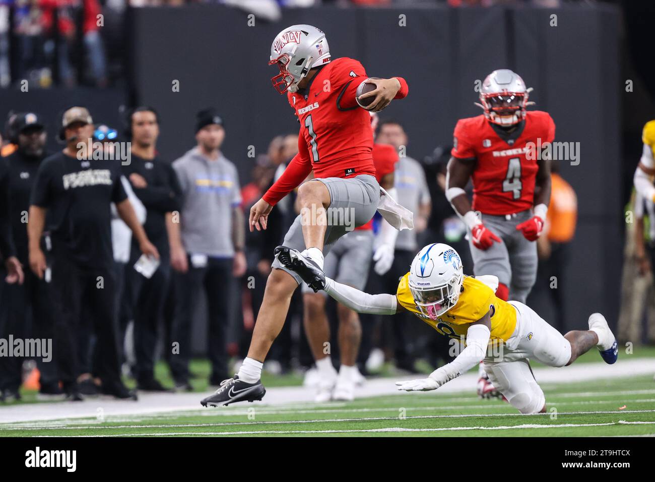 Las Vegas, NV, USA. 25th Nov, 2023. UNLV Rebels quarterback Jayden ...
