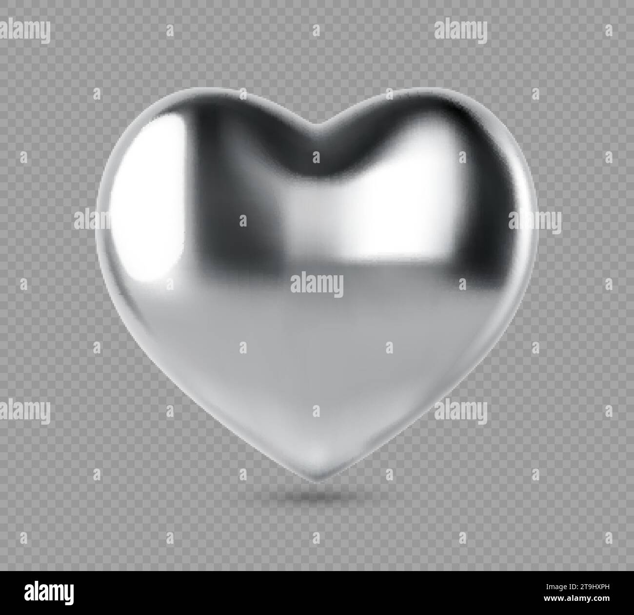 Silver realistic heart. Vector illustration of metal heart shaped ...