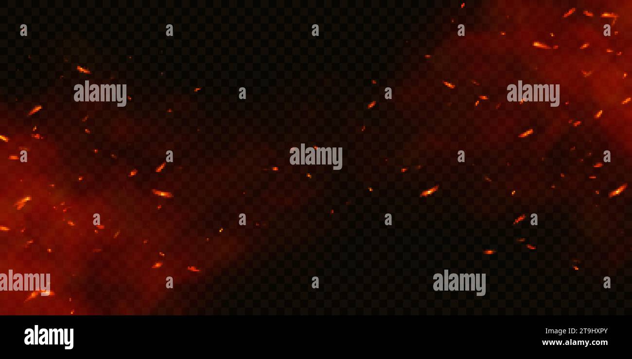 Vector fire sparks. Burning glowing particles. Flame of fire with ...