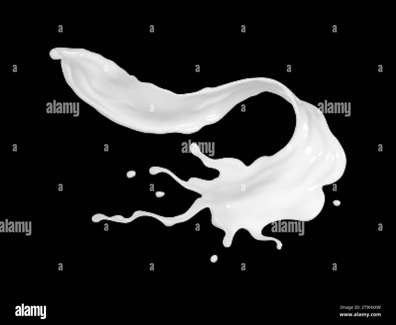Splashes of milk or white liquid isolated on black background. Vector ...