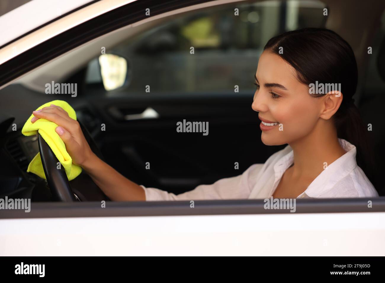 Car interior cleaning girl hi-res stock photography and images - Alamy