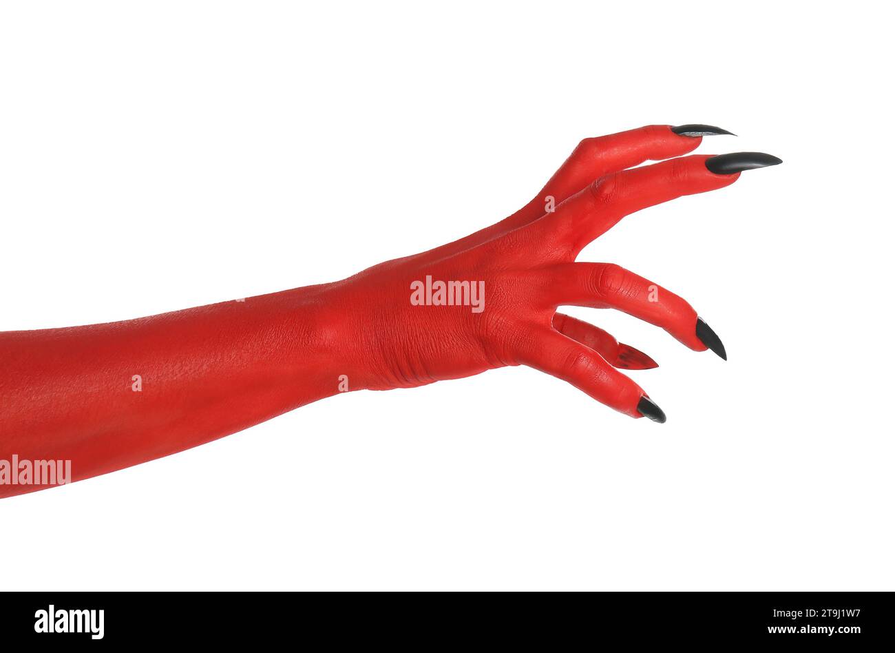Scary monster on white background, closeup of hand. Halloween character ...