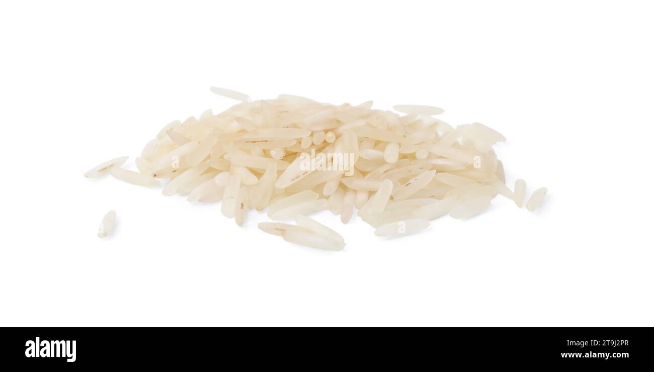 Pile of raw rice isolated on white Stock Photo - Alamy