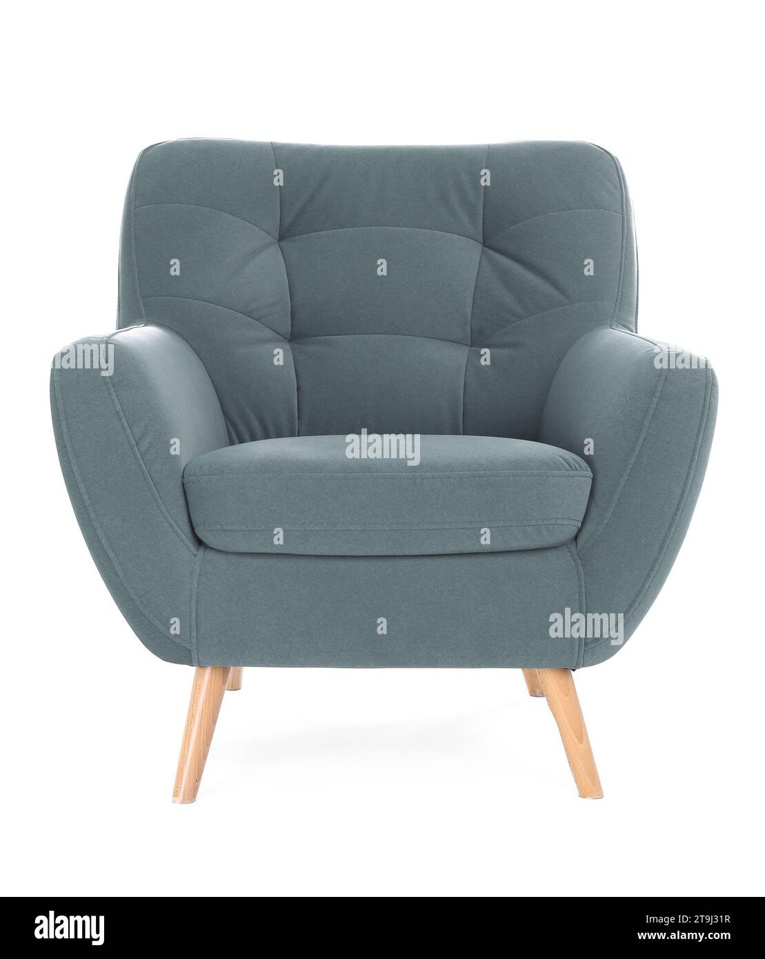 One comfortable gray armchair isolated on white Stock Photo - Alamy