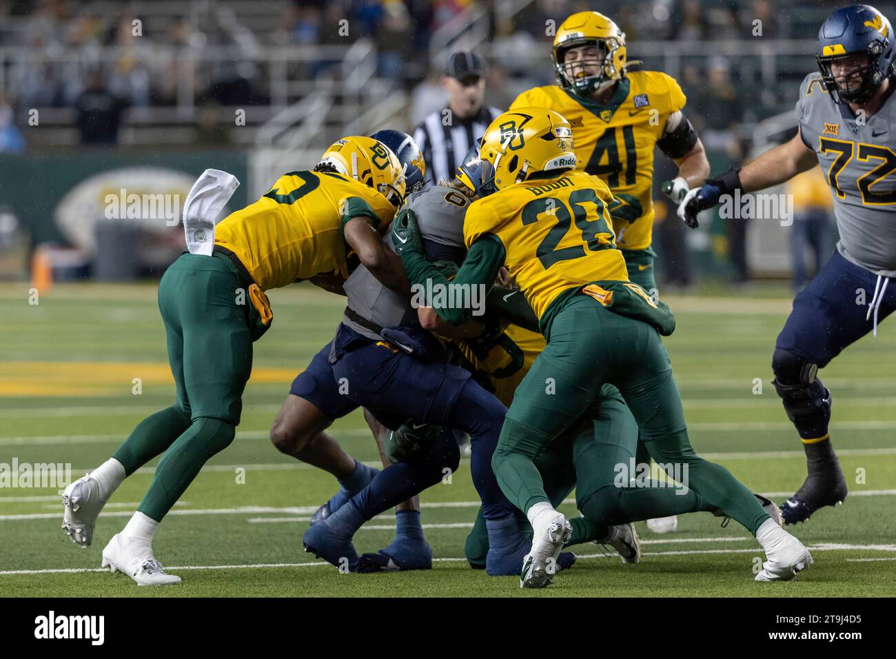WACO, TX - NOVEMBER 25: Baylor Bears safety Devyn Bobby (28) stops West ...