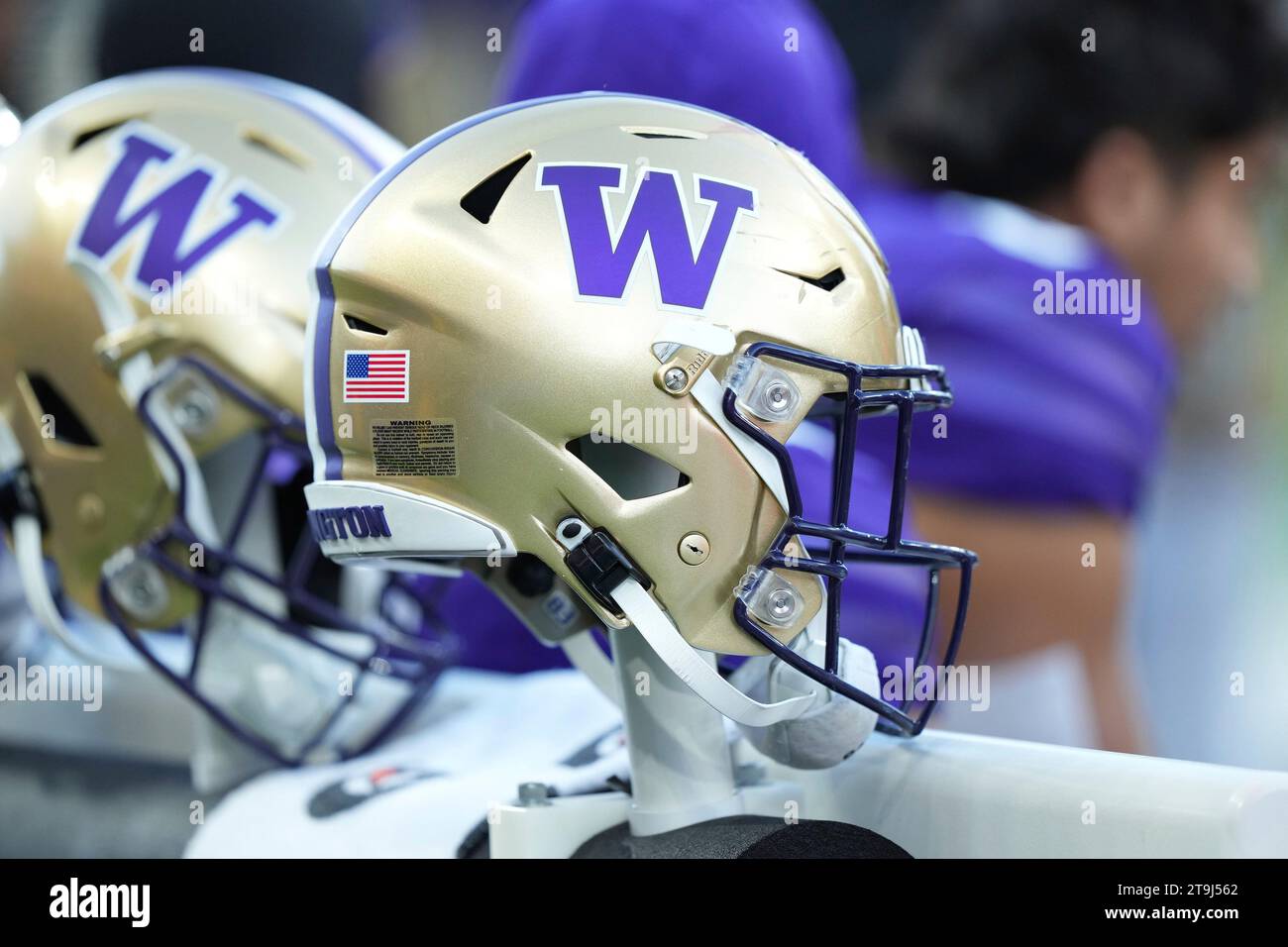 SEATTLE, WA - NOVEMBER 25: A general view of the UW Huskies helmet ...