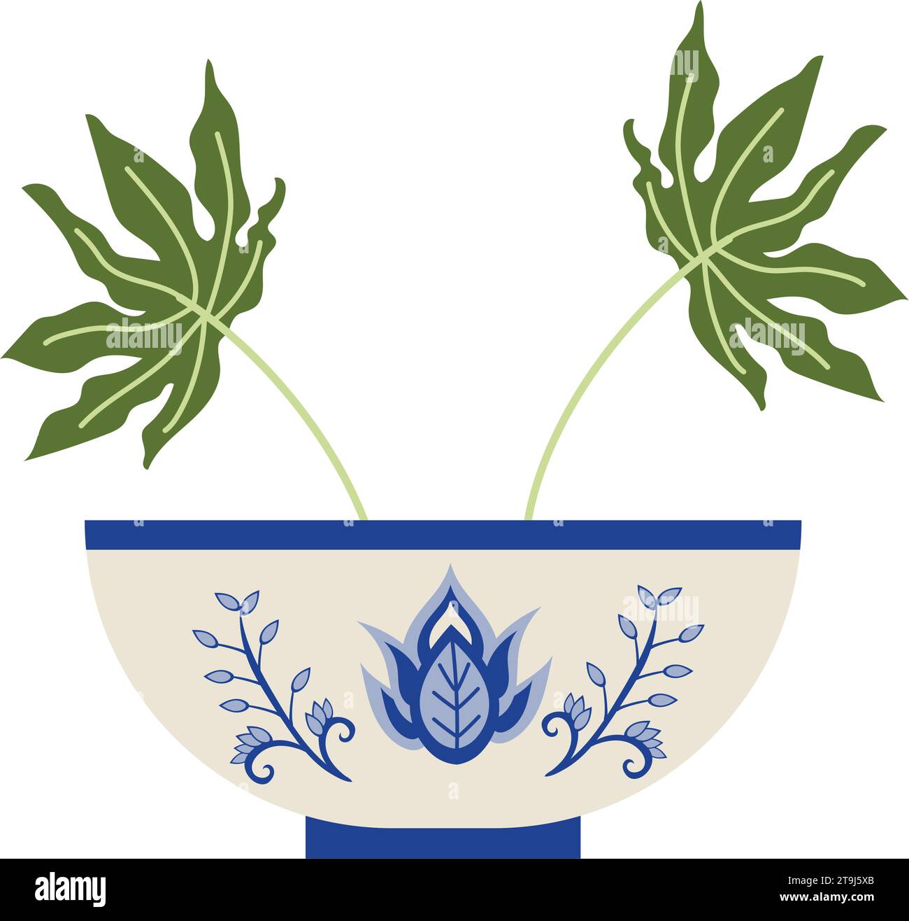 chinese porcelain blue and white plant pot vector isolated Stock Vector ...