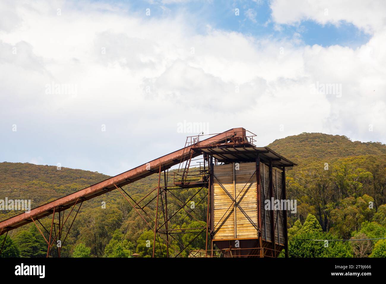 Powelltown Sawmill conveyor belt with the Yarra state forest in the ...