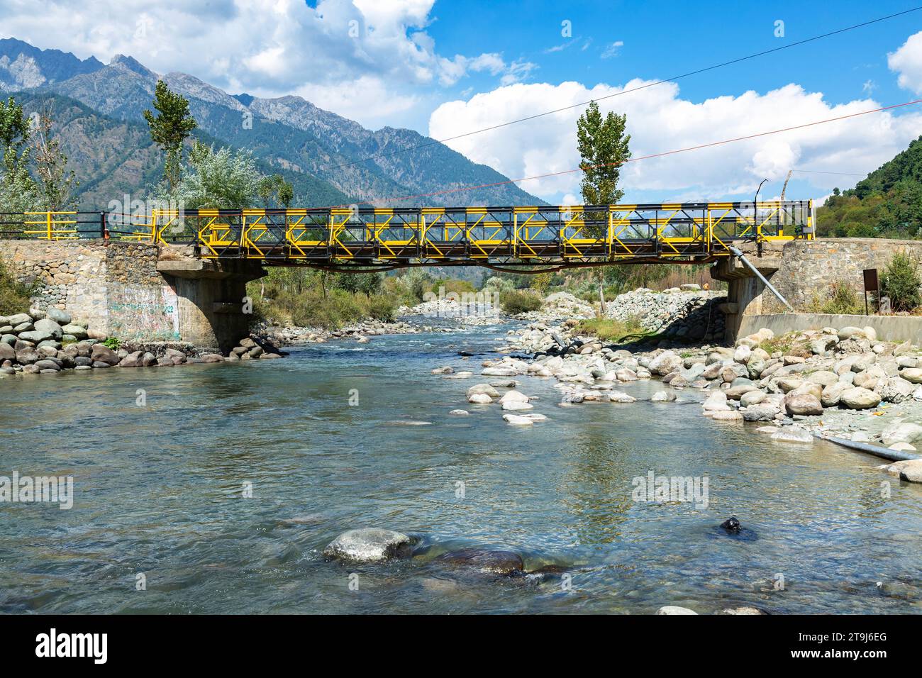 Lidder river flowing at Amarnath Yatra base camp in Pahalgam, Jammu ...