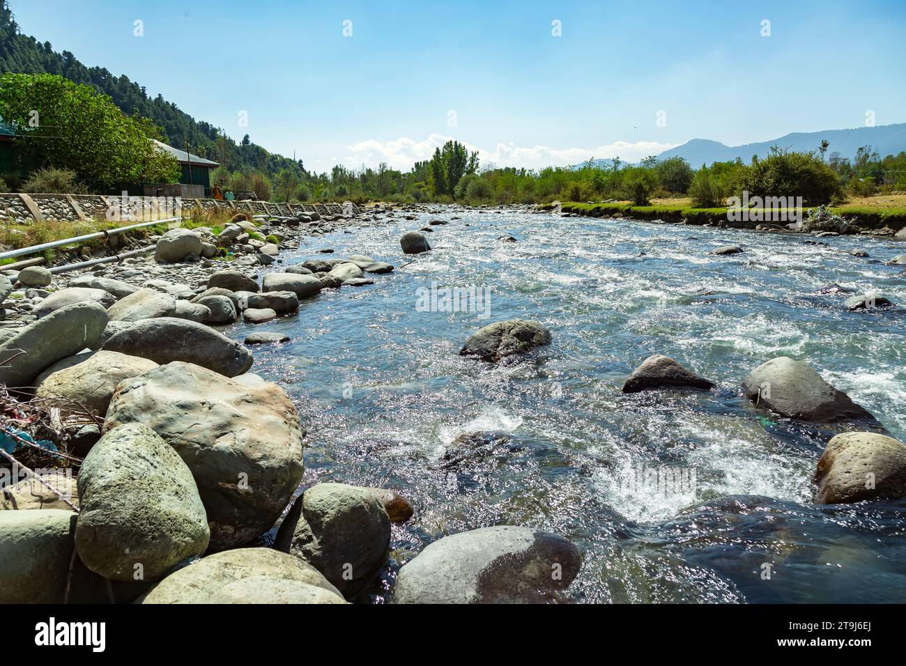 Lidder river flowing at Amarnath Yatra base camp in Pahalgam, Jammu ...