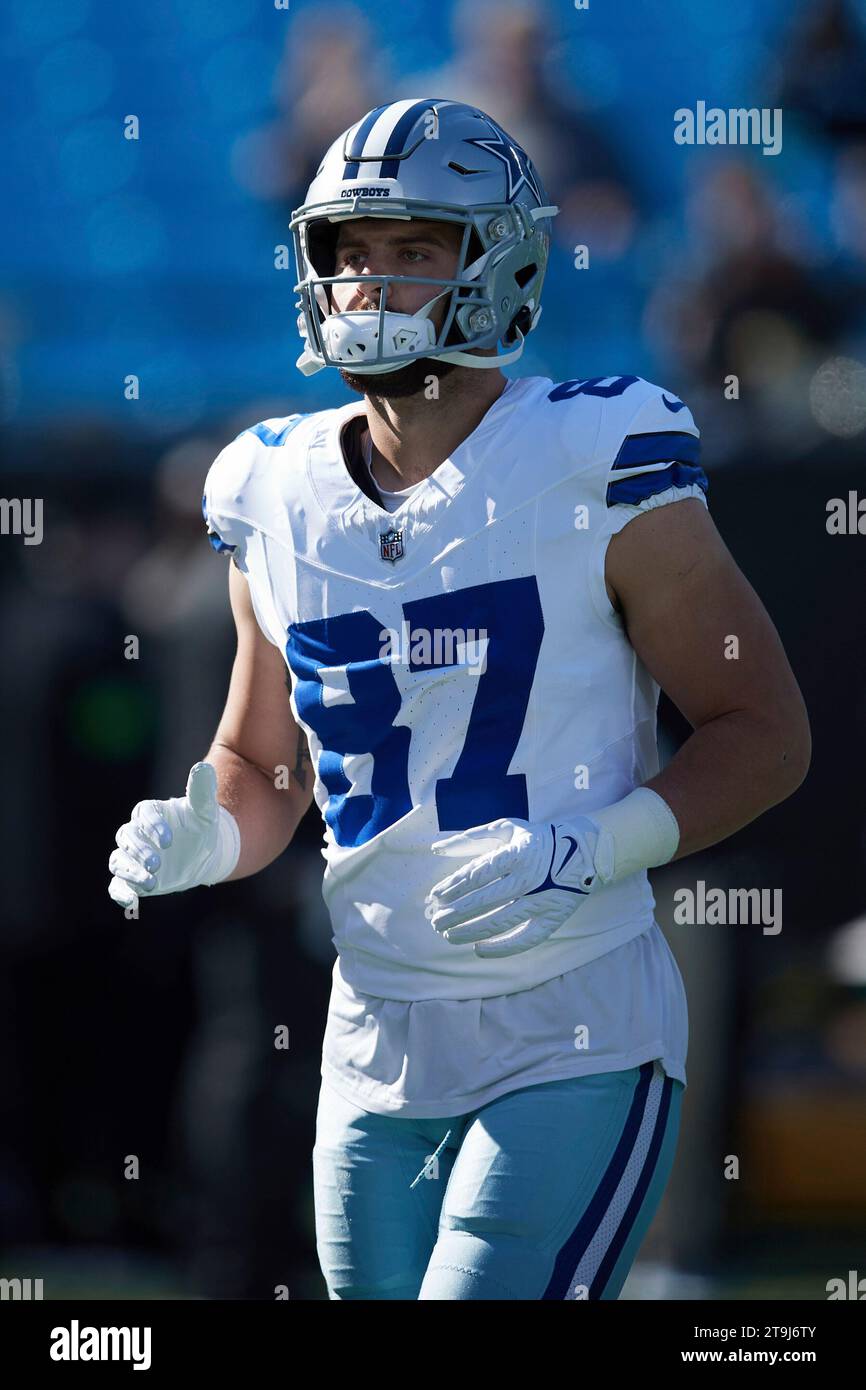 Dallas Cowboys tight end Jake Ferguson (87) jogs on to the field for ...