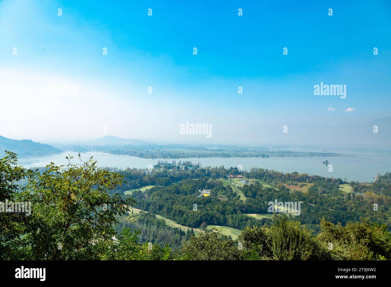Aerial view of dale lake from Shankaracharya temple in Srinagar, Jammu ...