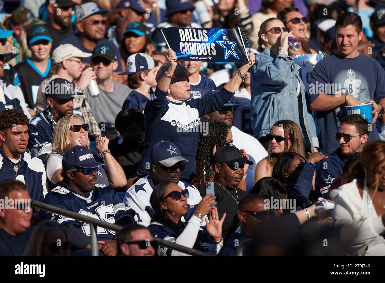 A Dallas Cowboys fan shows support for her team during an NFL football ...