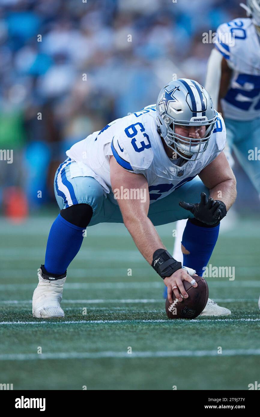 Dallas Cowboys center Tyler Biadasz (63) prepares to snap the ball ...