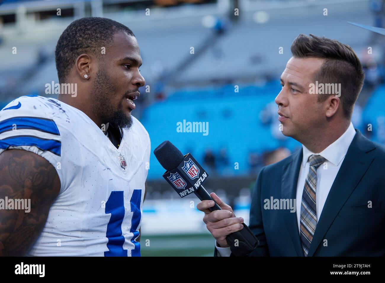 James Palmer of the NFL Network interviews Dallas Cowboys linebacker ...
