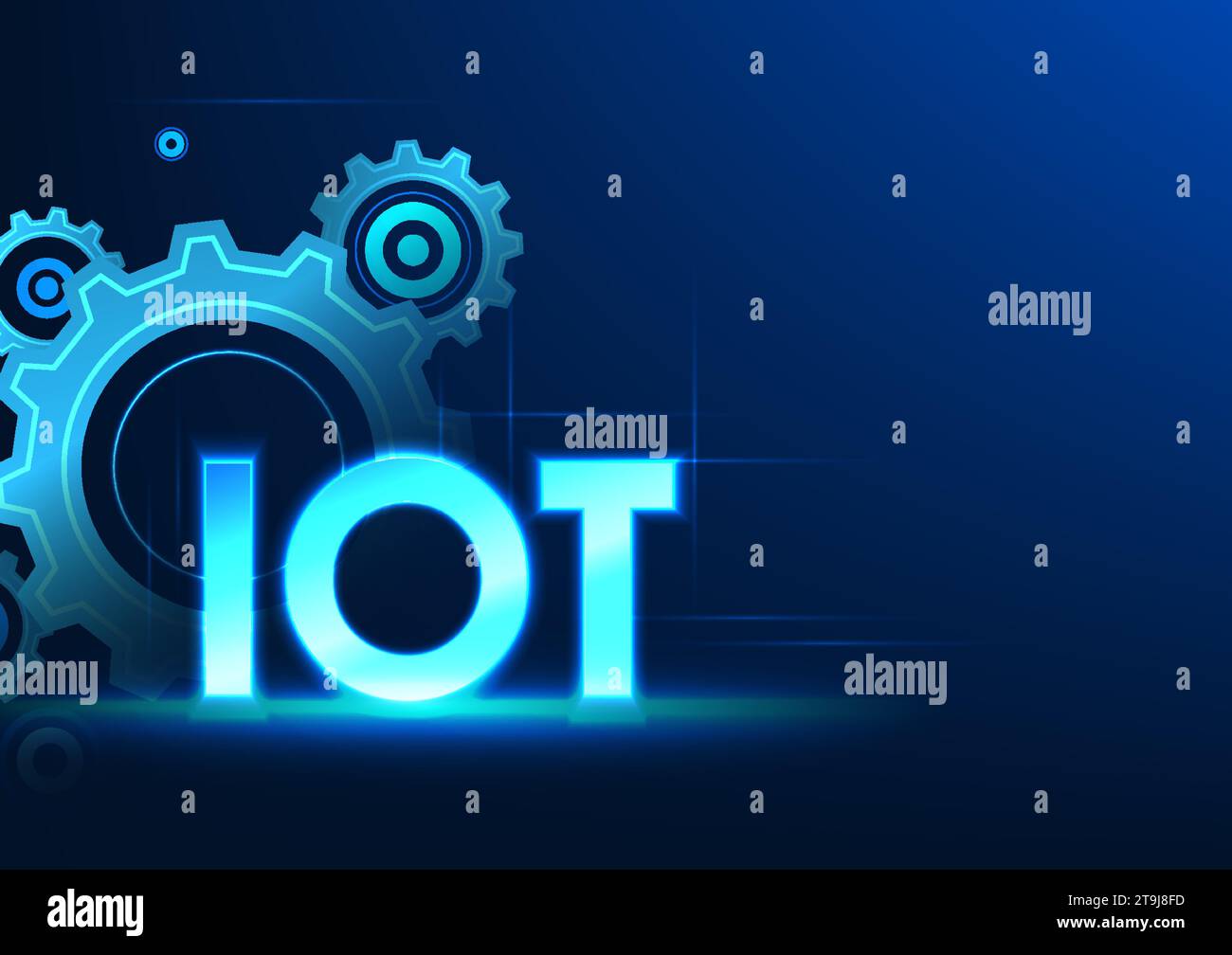 Internet of Things technology IoT placed in front of the gear It means providing real-time ...