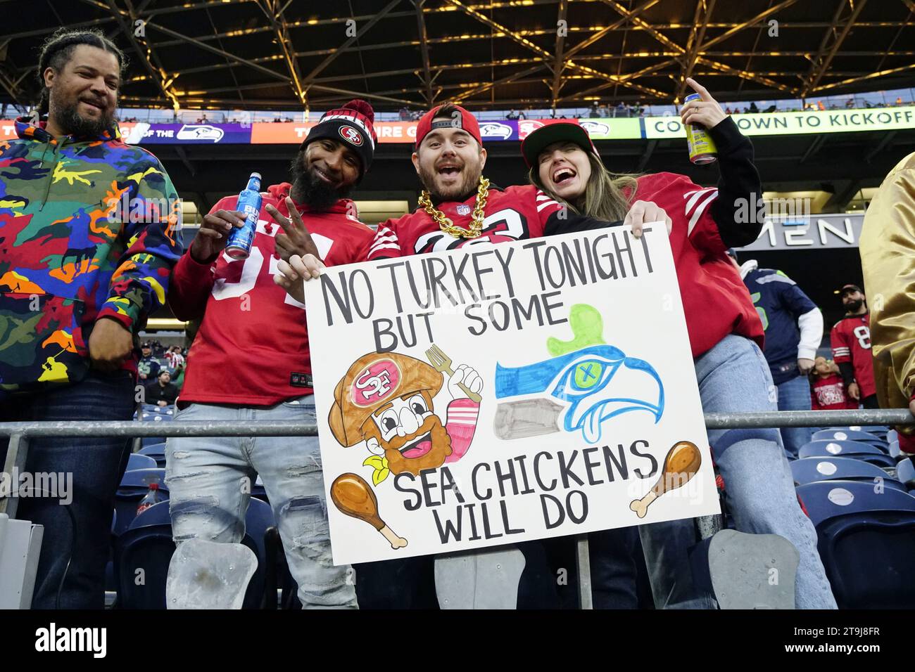 San Francisco 49ers fans enjoy a Bud Light before an NFL football game ...