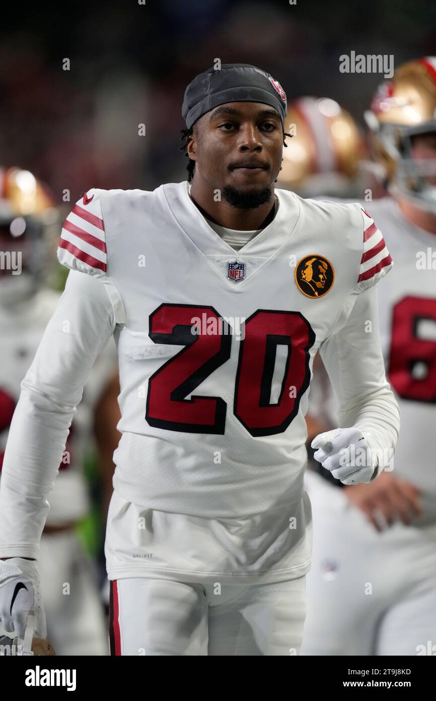 San Francisco 49ers cornerback Ambry Thomas (20) looks on before an NFL ...
